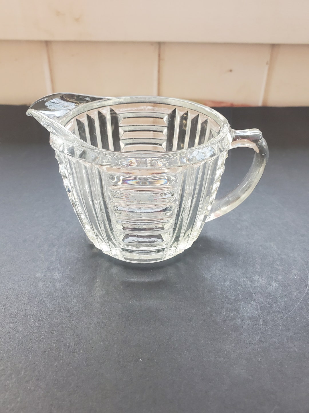 Vintage Clear Glass Art Deco Creamer With Vertical and Horizontal ...