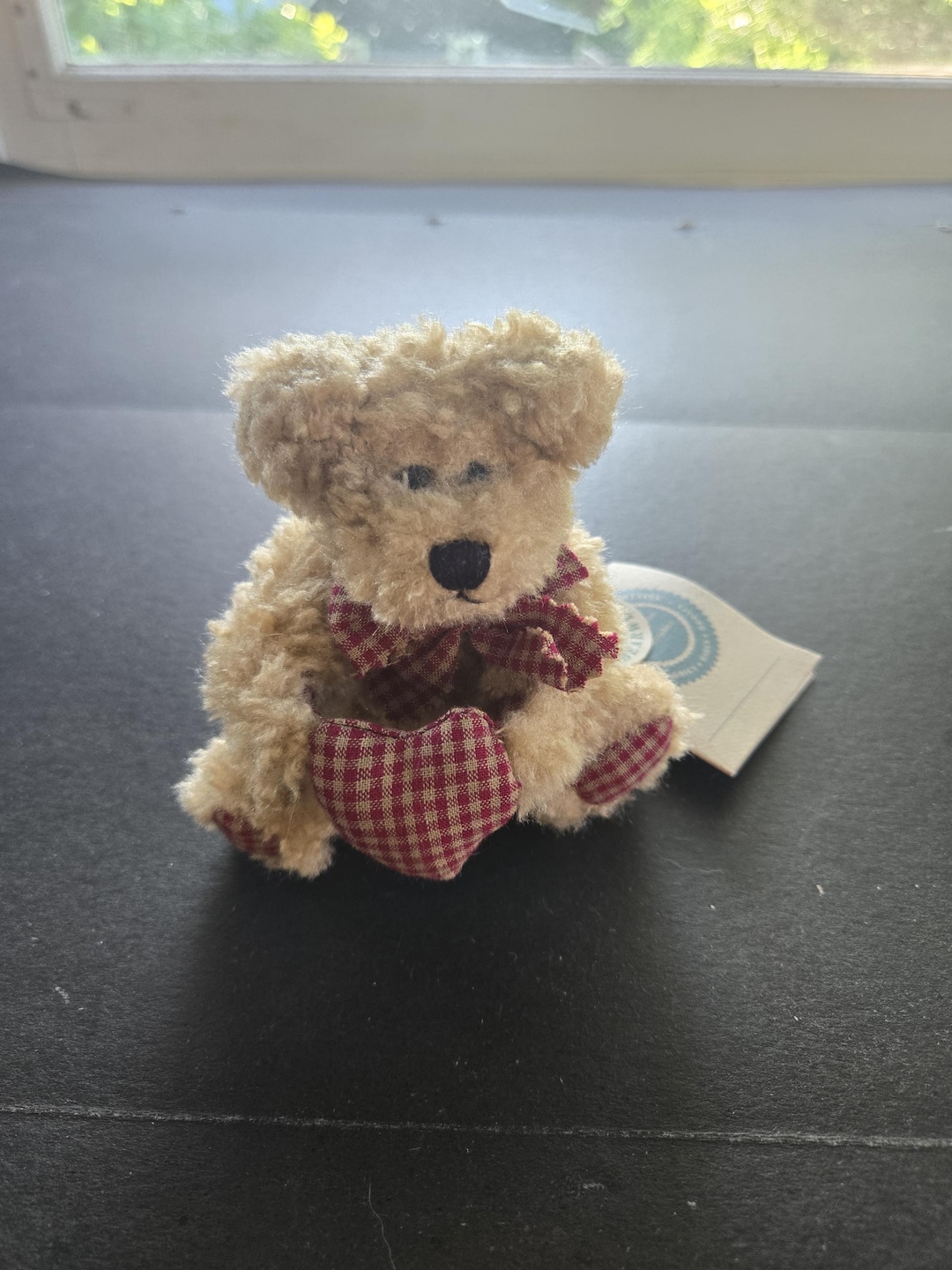 Vintage Small Boyd's Bear Teddy Bear Holding a Gingham Heart - With ...