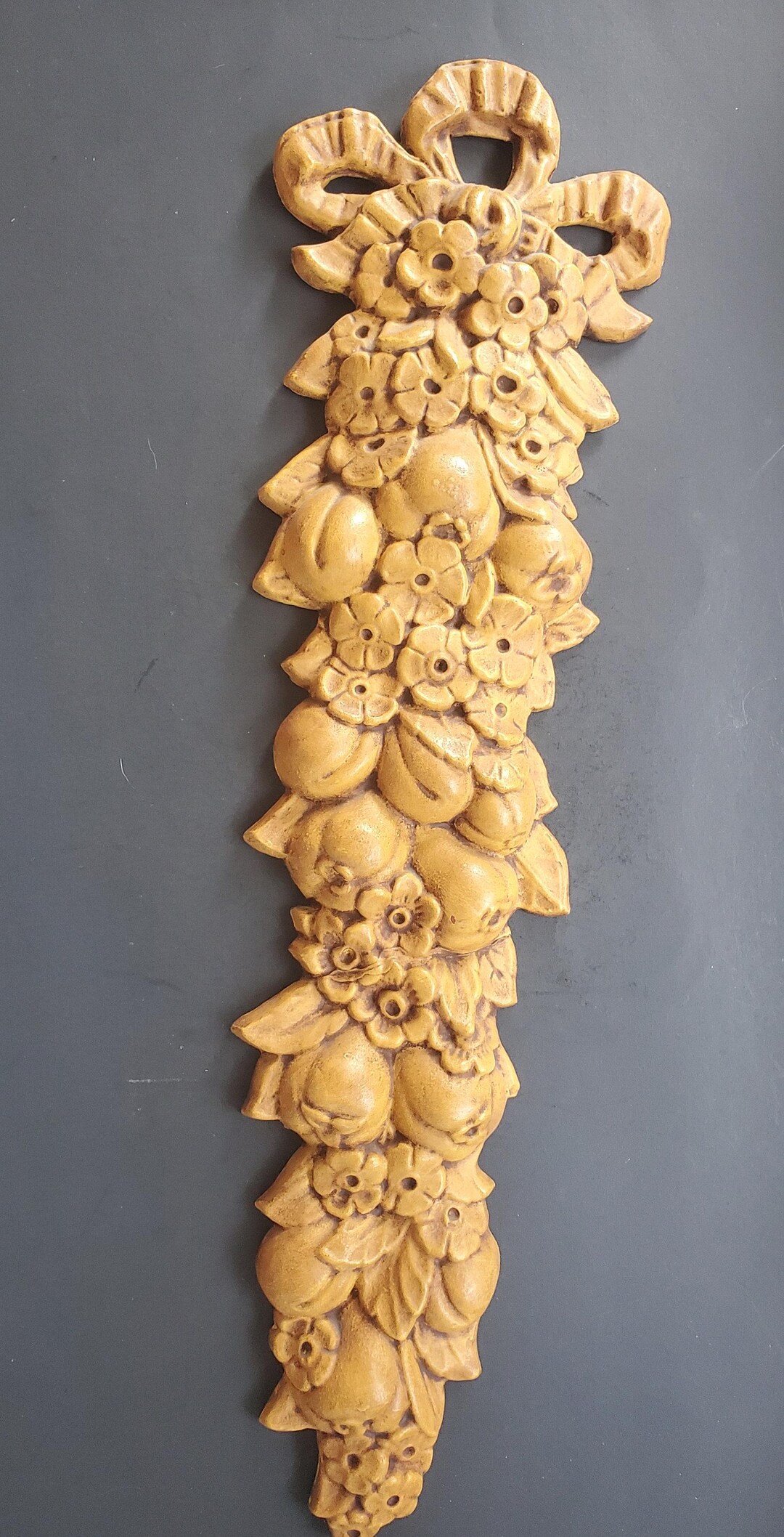 Vintage 1970s Plaster Fruit and Flowers Wall Hanging - Etsy