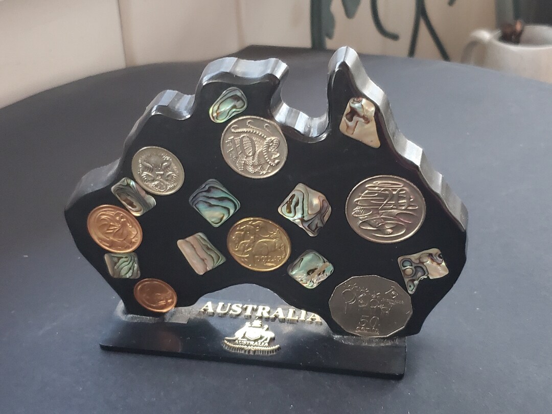 Vintage Australia Shaped Souvenir Coin Display - Etsy