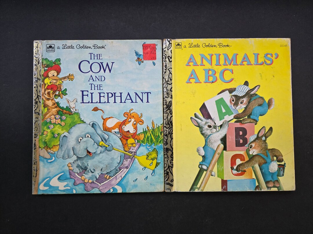 Little Golden Books Cow/elephant 1983 & Animals' ABC 1994 - Etsy
