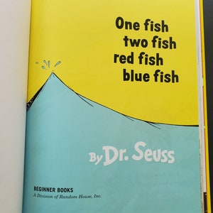 Dr. Seuss One Fish, Two Fish, Red Fish, Blue Fish - 1988 Hardcover ...