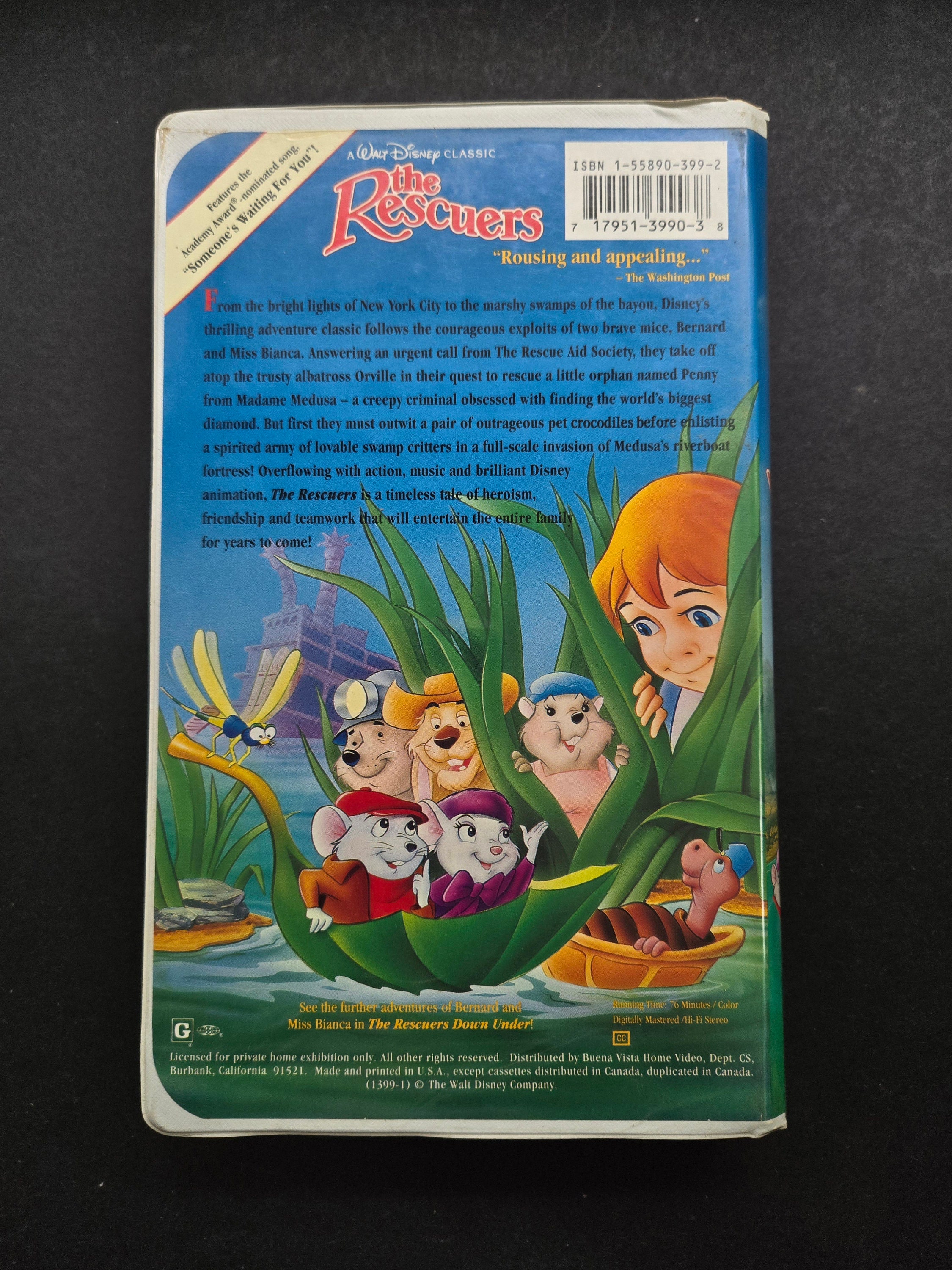 Walt Disney Classic the Rescuers VHS Tape 1990s - Etsy