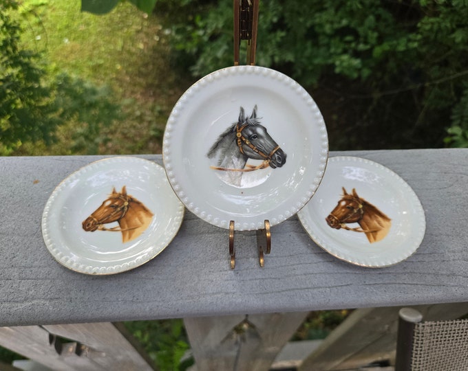 Vintage Small Porcelain Horse Plates - Made in Japan - Etsy