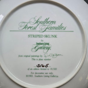 Vintage Striped Skunk Collectible Plate From Southern Living Gallery ...