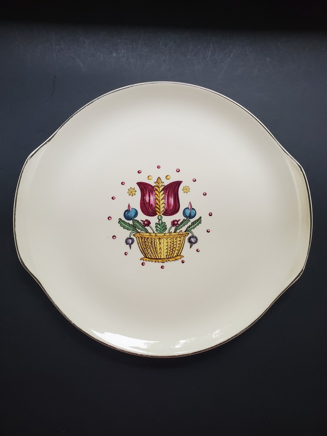 Vintage Unmarked Serving Platter With Early American Design - Etsy