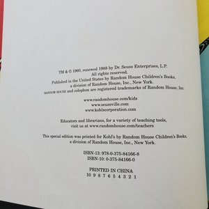 Dr. Seuss One Fish, Two Fish, Red Fish, Blue Fish - 1988 Hardcover ...