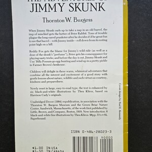 The Adventures of Jimmy Skunk by Thornton Burgess - 1994 Dover Children ...