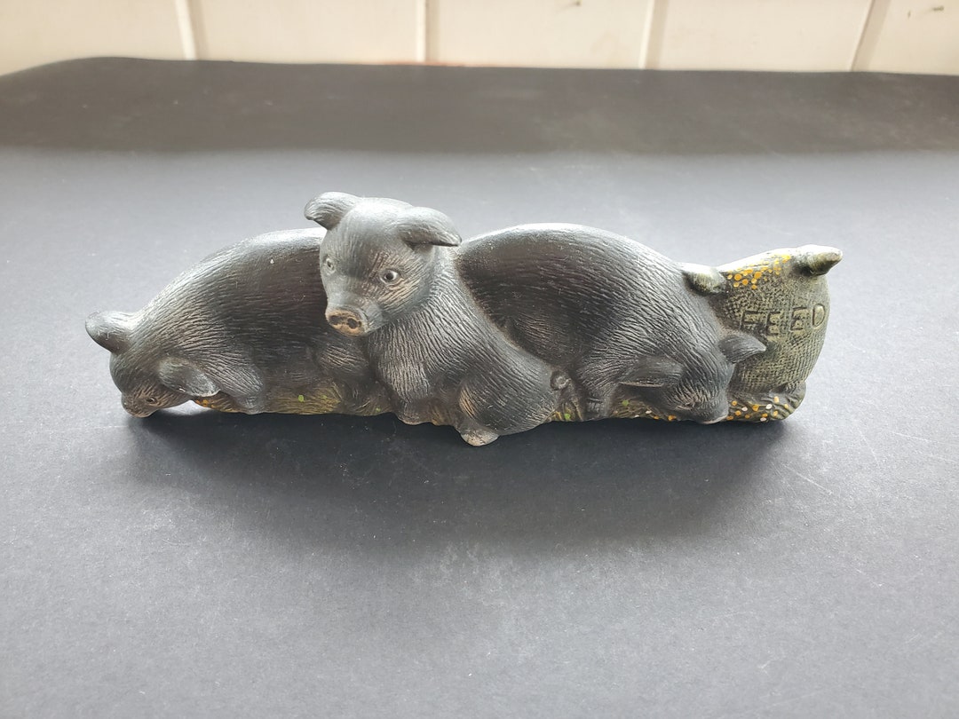 Vintage Plaster Pig Wall Hanging Featuring 3 Pigs and a Bag of Feed - Etsy