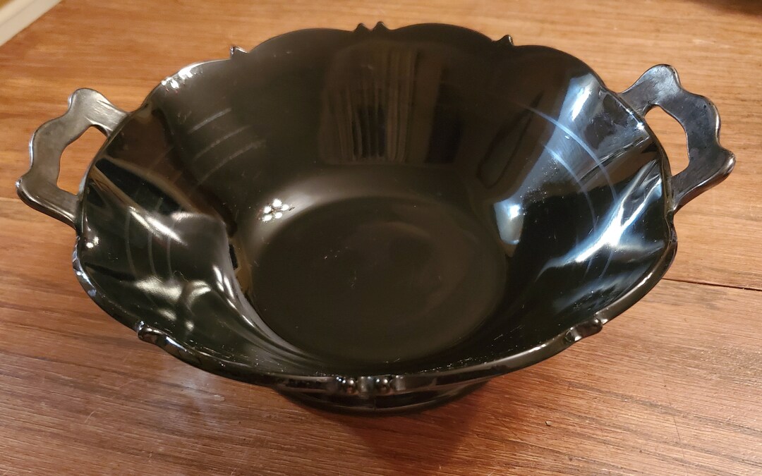 Vintage 1930's L. E. Smith Glass Company Art Deco Black Amethyst Mt ...