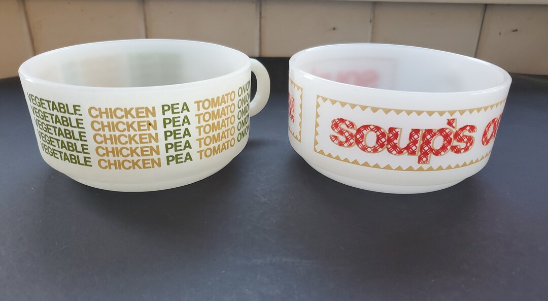 Vintage Glasbake White Milk Glass Soup Mugs - Etsy
