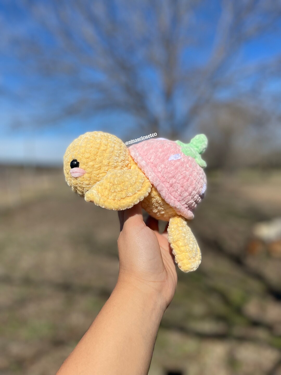 Pink Turtle Crochet Plushie, Handmade Tortoise Stuffed Animal, Crochet ...