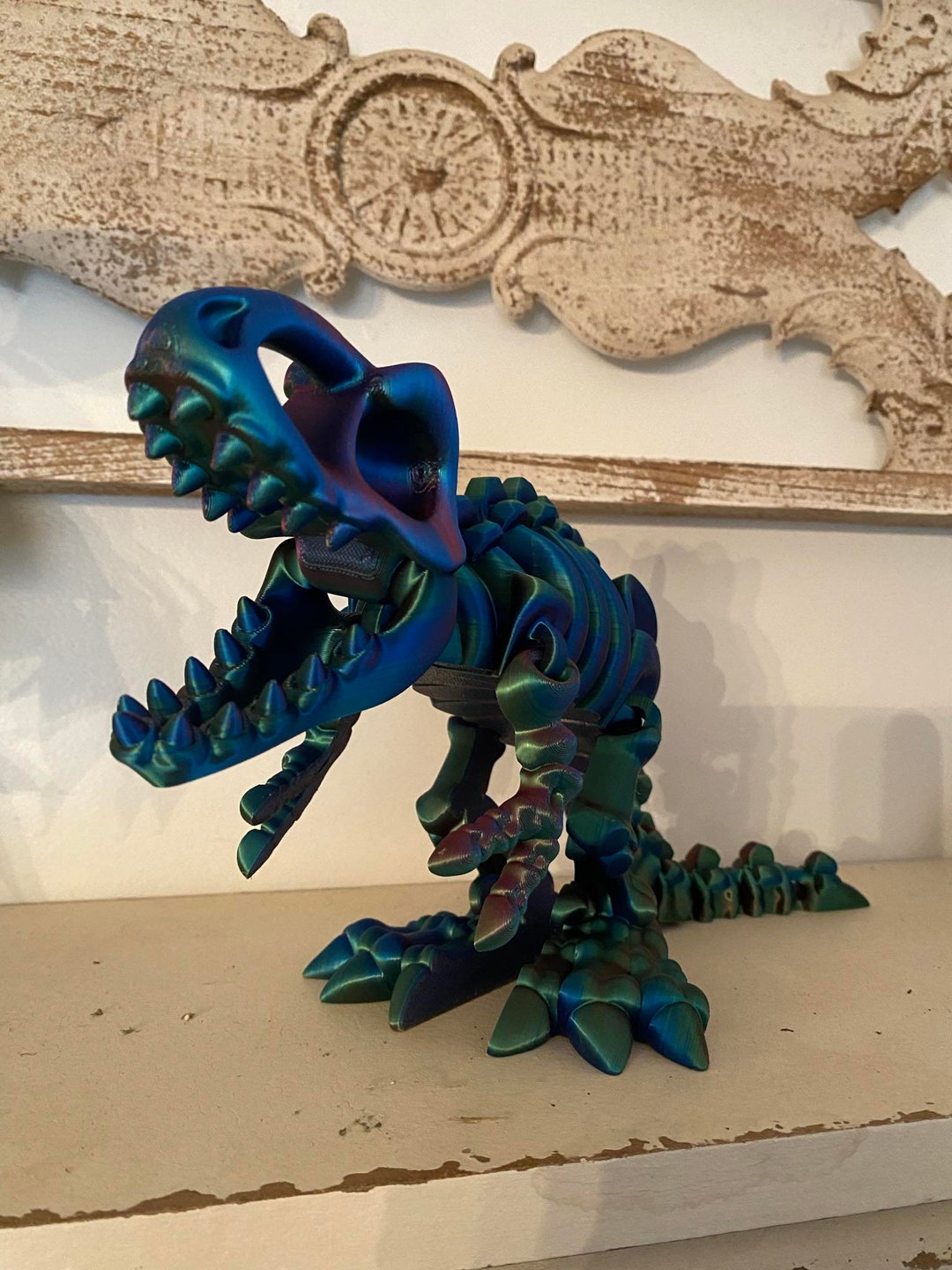 3D Printed Multicolored T-rex Sculpture: Silk Filament Dinosaur Art - Etsy