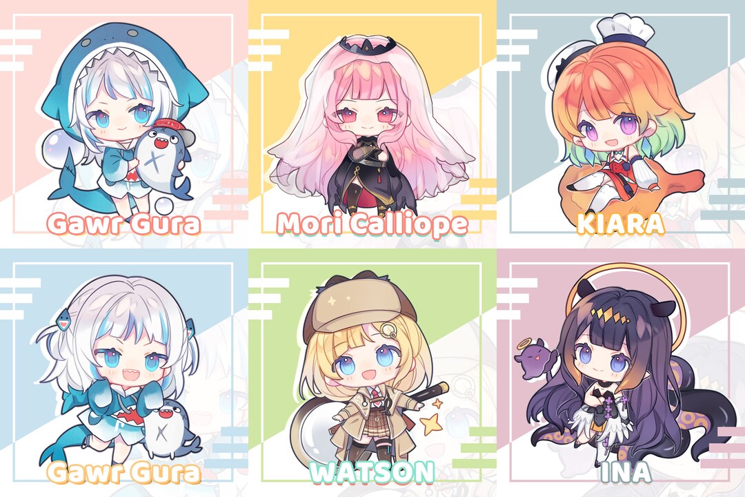 Hololive EN 1st Gen Myth Vtuber Doujin Double-sided Acrylic Keychain ...