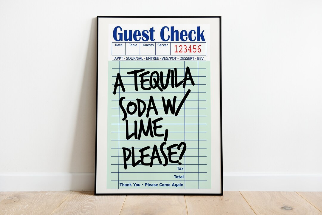 Trendy Wall Art | Guest Check Drink Order Print | Digital Download - Etsy