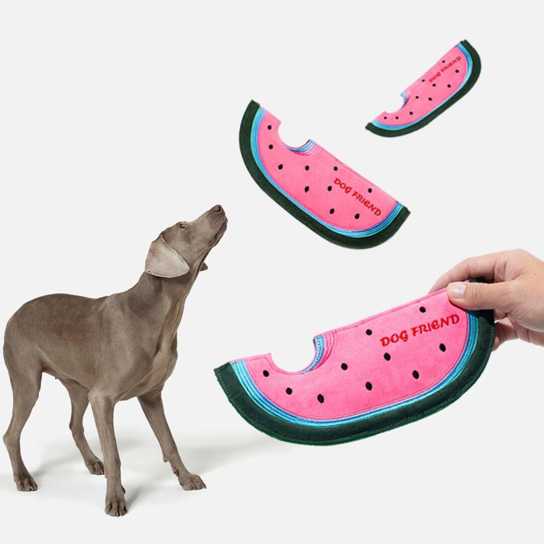 Watermelon Squeaky Dog Frisbee Toy: Crinkle Plush Chew Toy - Etsy