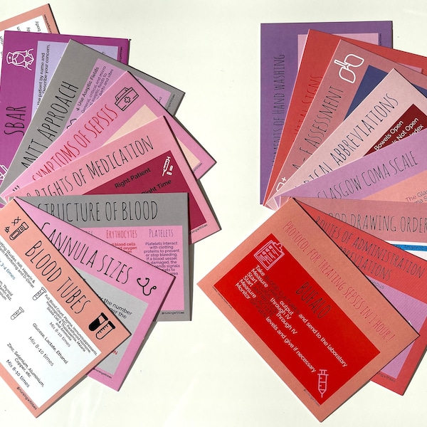 Nursing Flashcards - Etsy UK
