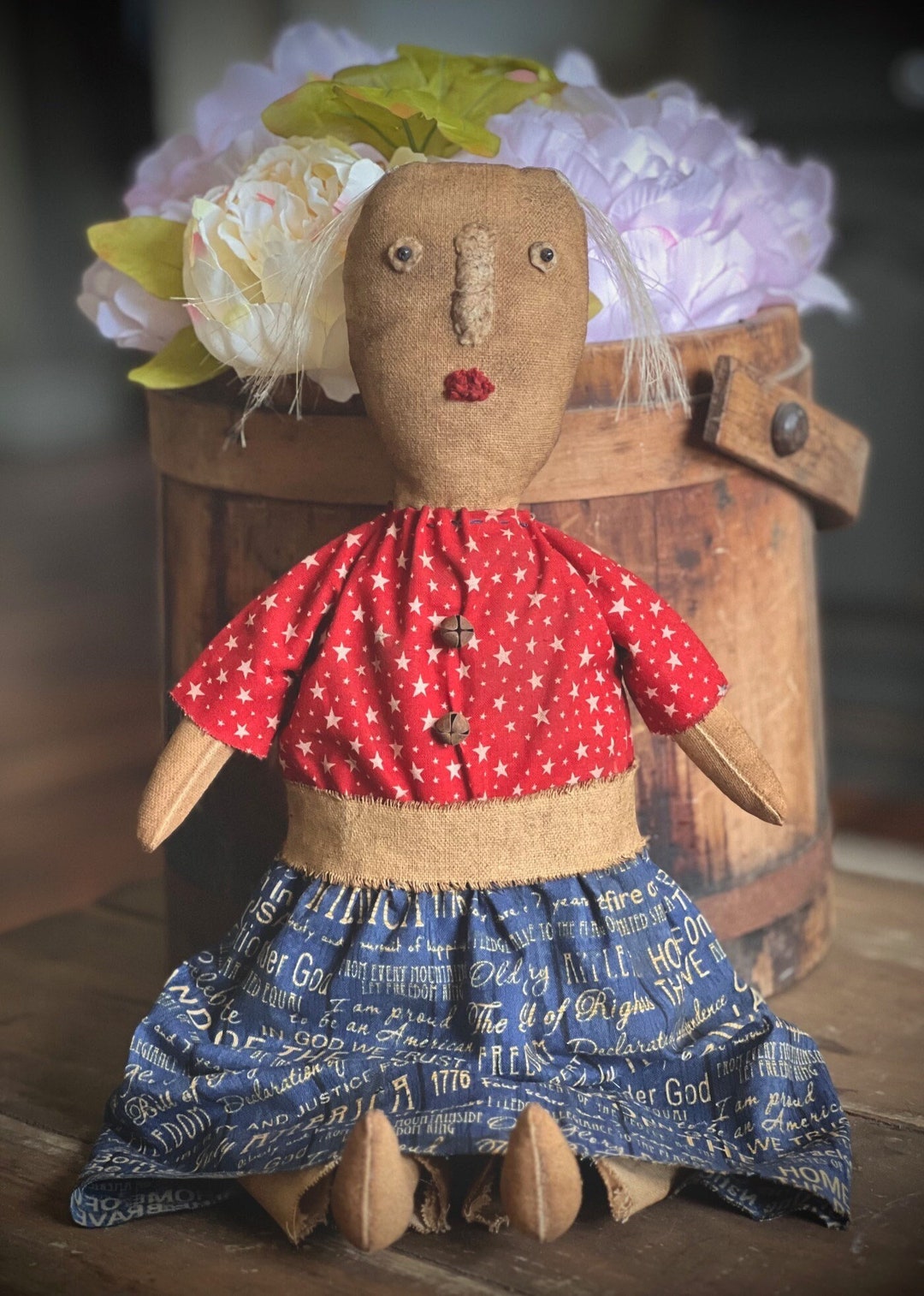 Prim Lady Liberty Doll B Handmade Primitive Americana Decor - Etsy
