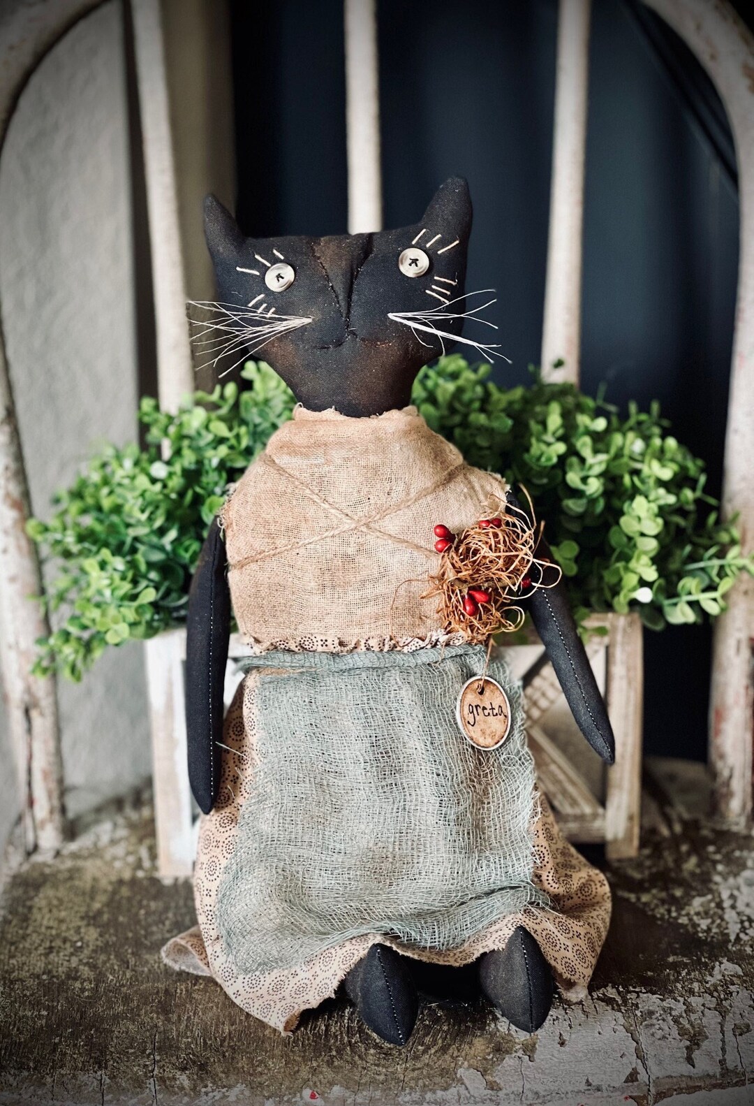 Greta the Primitive Prarie Cat Handmade Primitive Decor Rusitc Decor ...