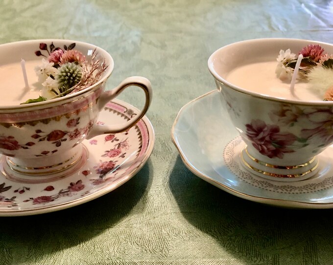 Teacup Candle, Teacup and Saucer, Cottage Core, Bridal Shower, Wedding ...