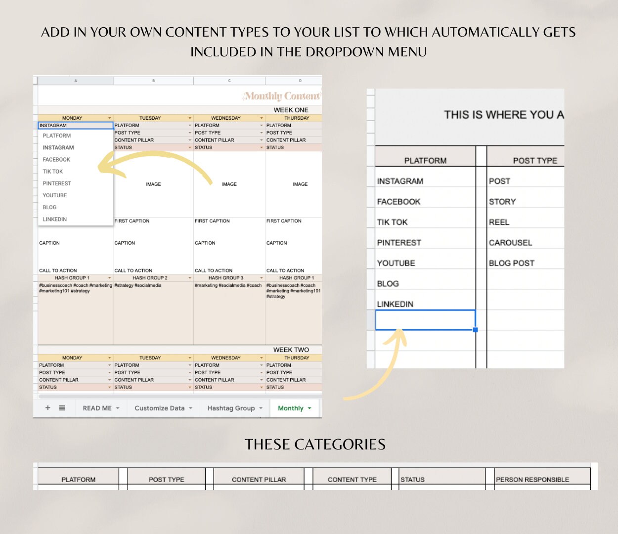 Instagram Content Planner, Social Media Content Calendar,instagram ...