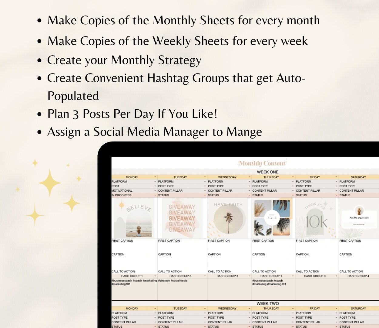 Instagram Content Planner, Social Media Content Calendar,instagram ...