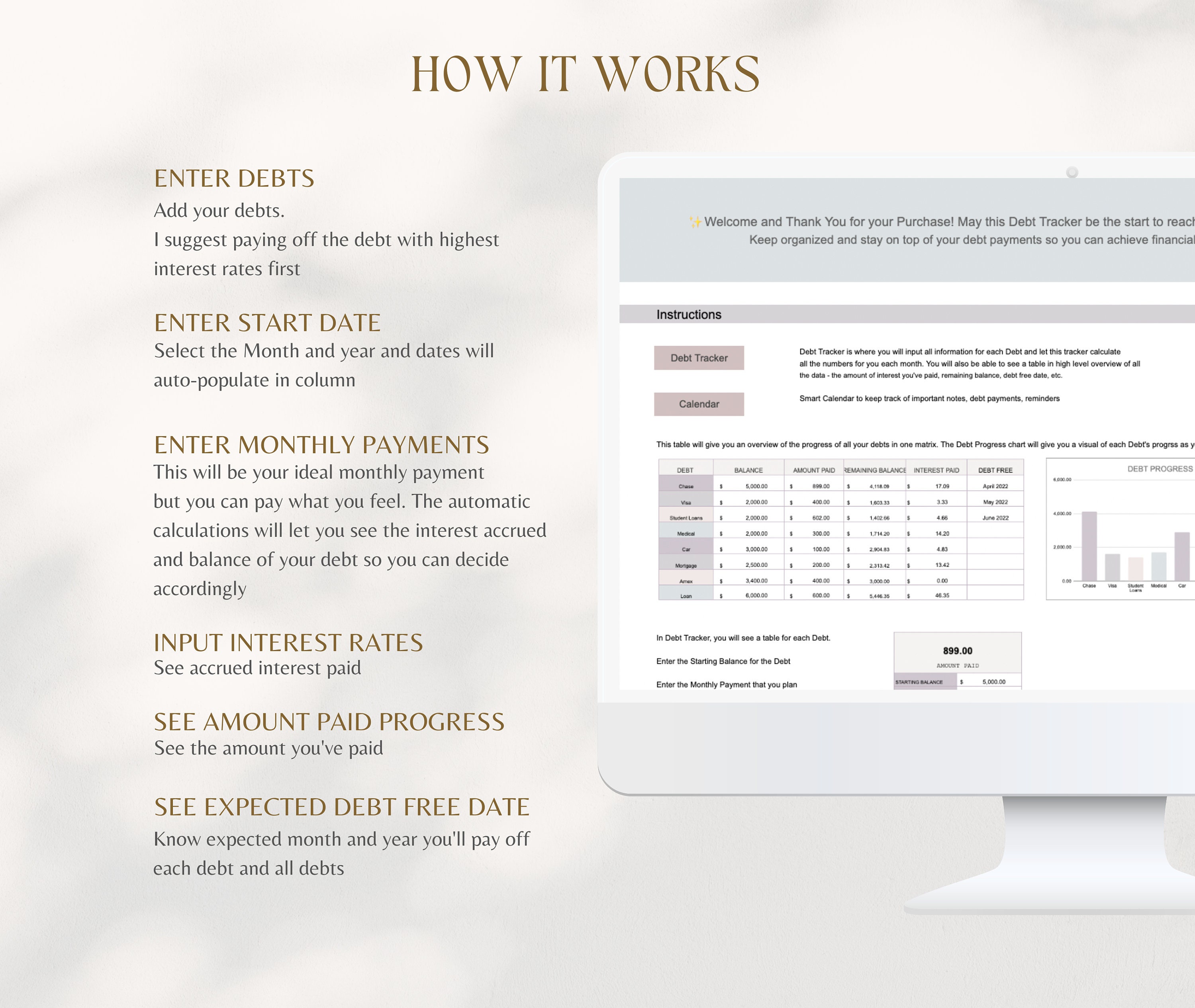 Debt Tracker, Debt Payoff Spreadsheet, Debt Snowball Calculator, Debt ...