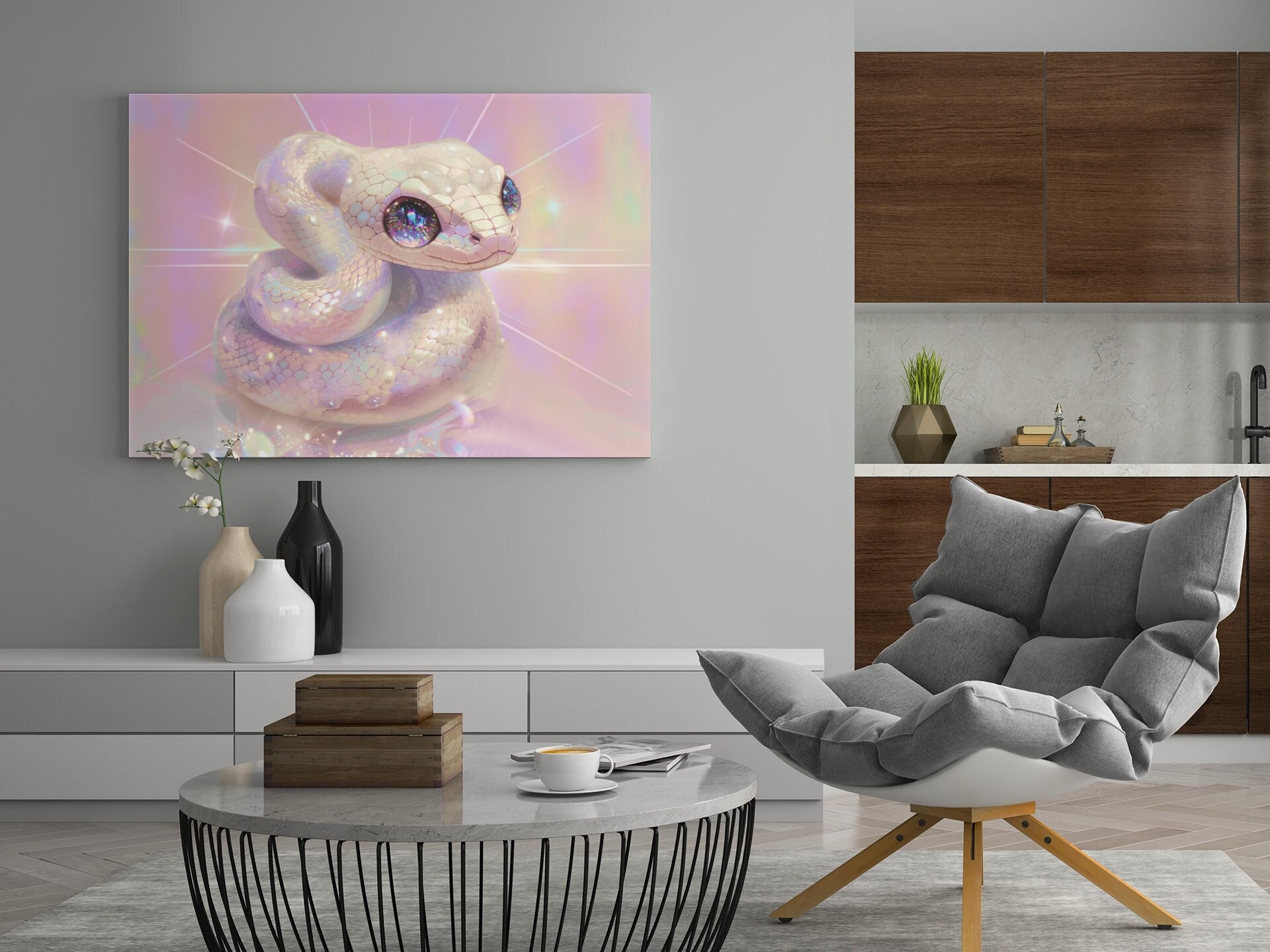 Chibi Snake Poster Horizontal Multiple Sizes Adorable Kawaii Snake ...