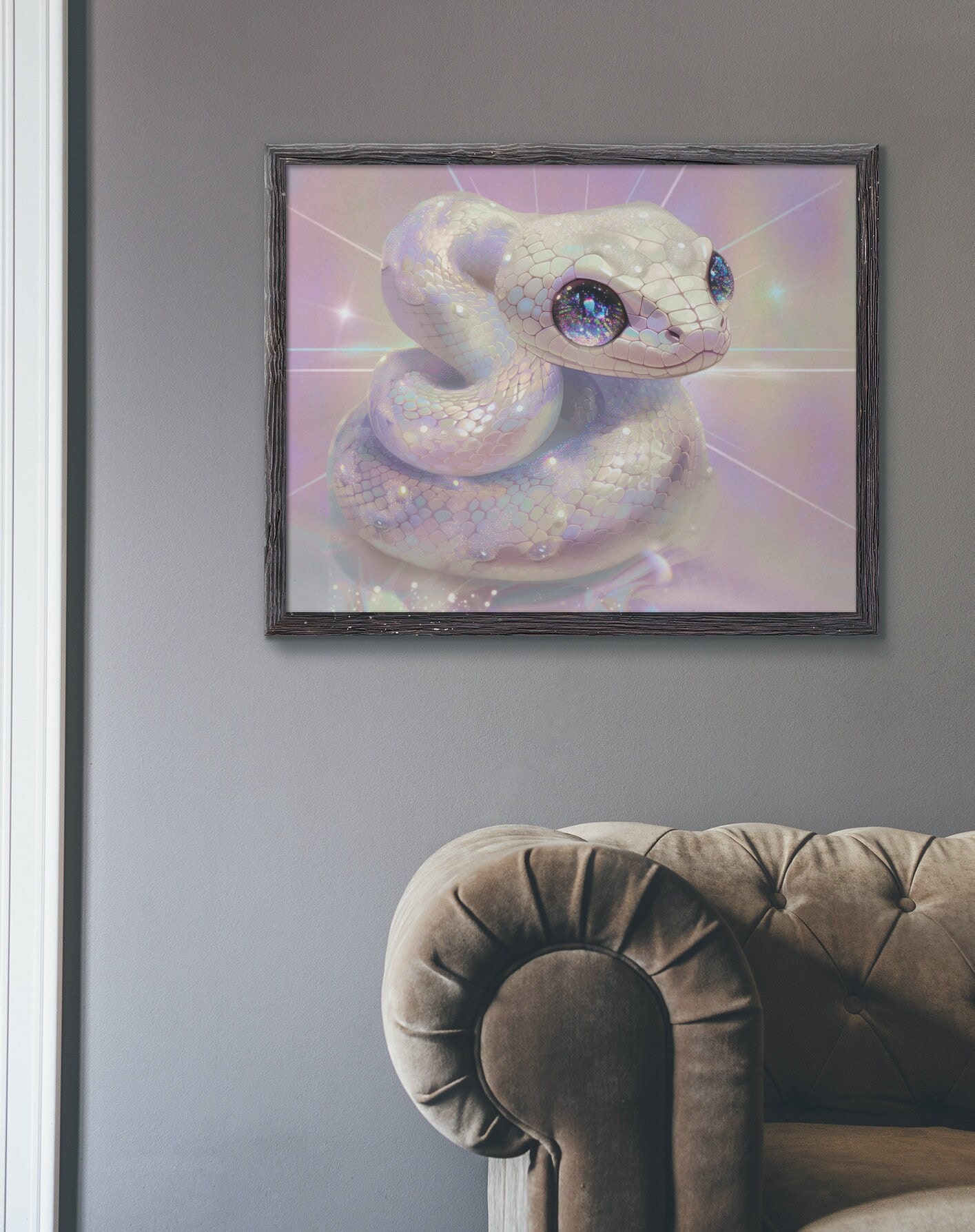 Chibi Snake Poster Horizontal Multiple Sizes Adorable Kawaii Snake ...