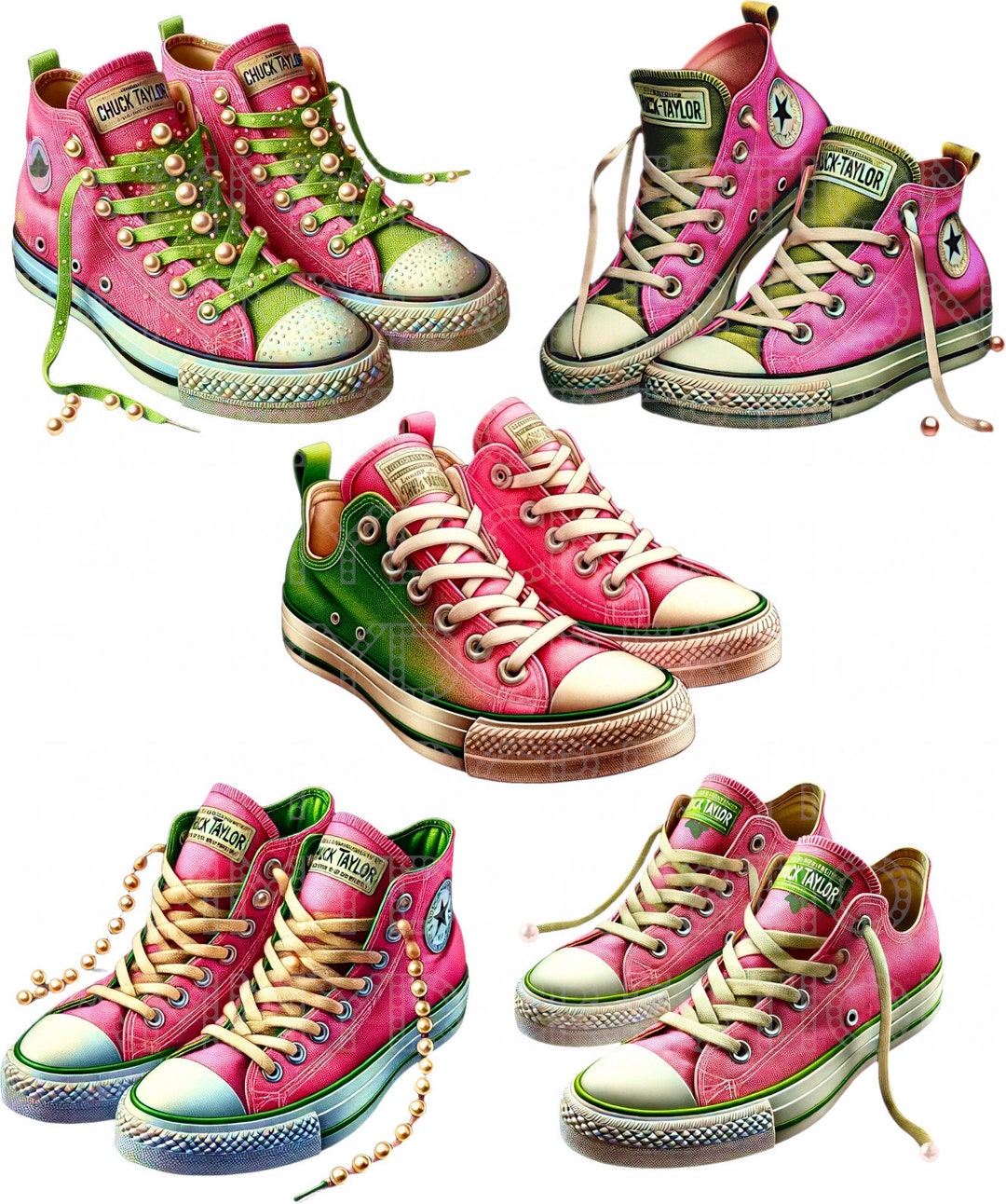 Chucks and Pearls AKA Shoe Bundle, PNG - Etsy