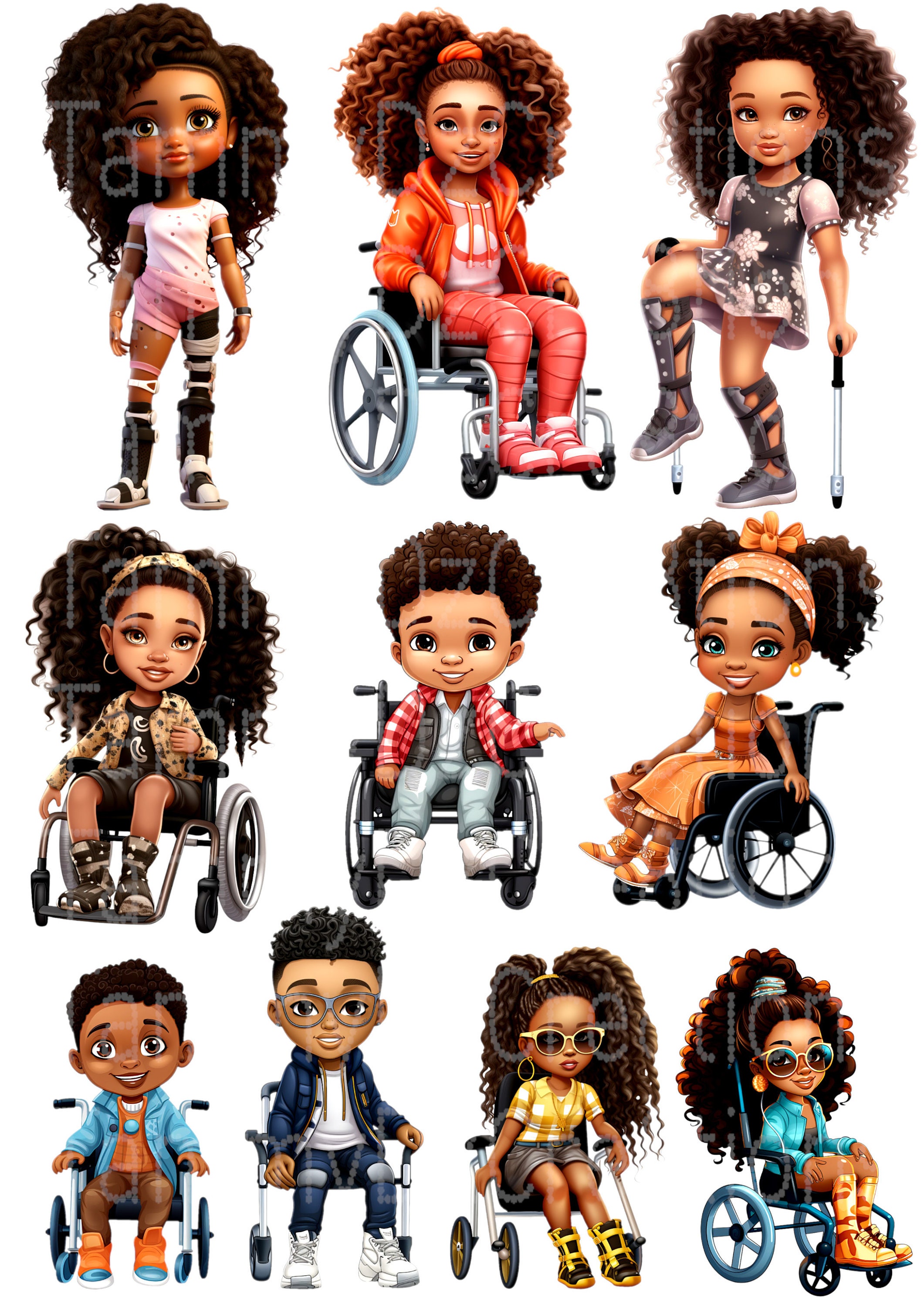 Special Needs Kids Clip Art Bundle, PNG - Etsy