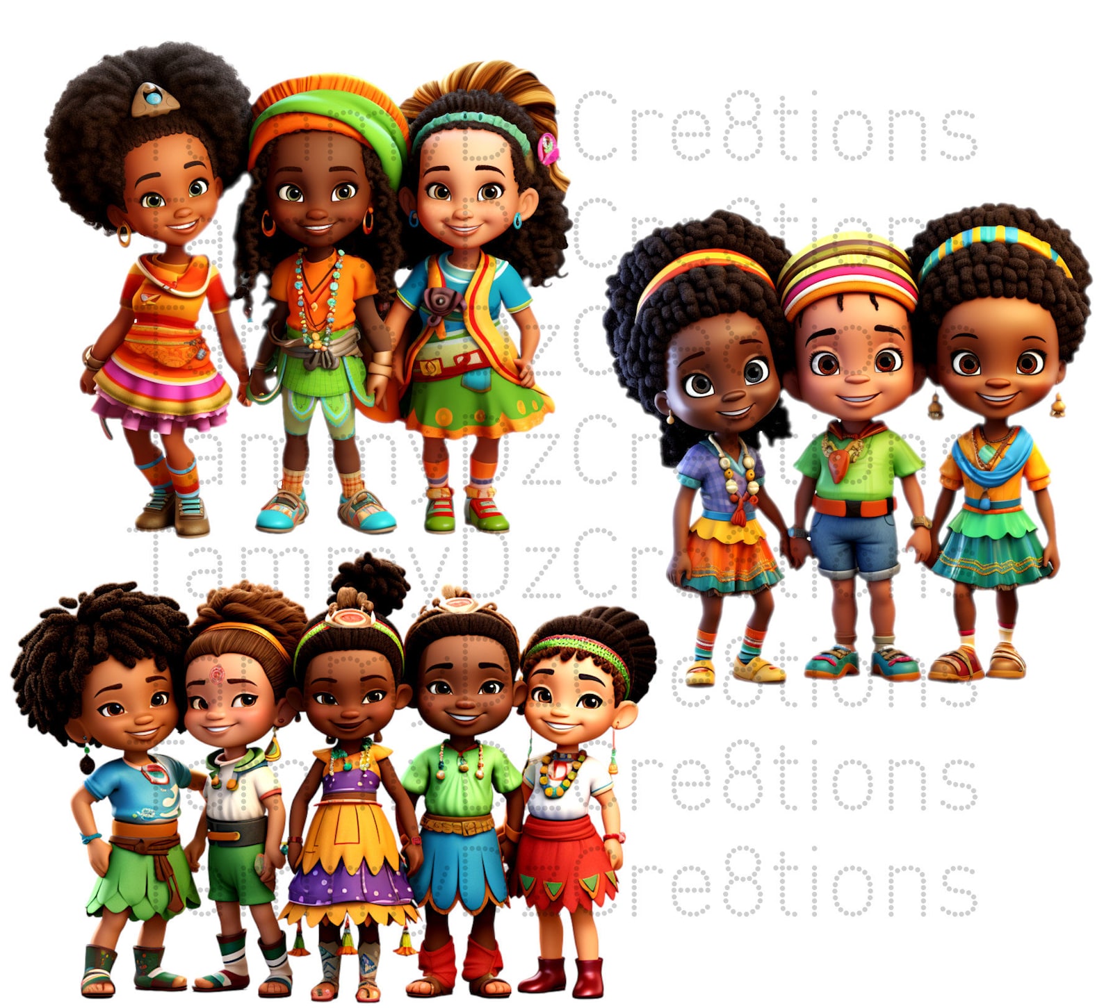 African Kids Bundle, Clip Art, PNG - Etsy