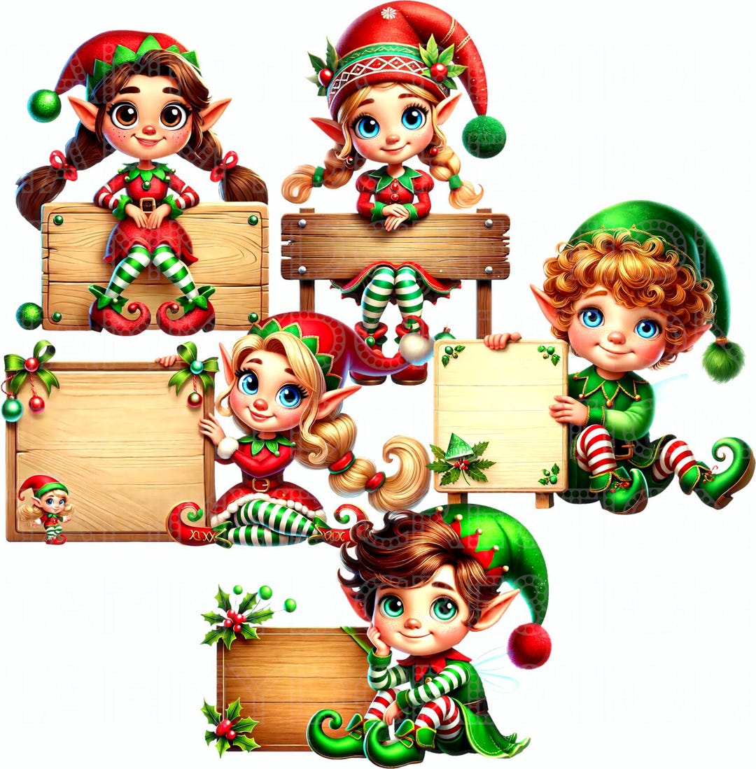 Elves With Signs Bundle 1, PNG - Etsy