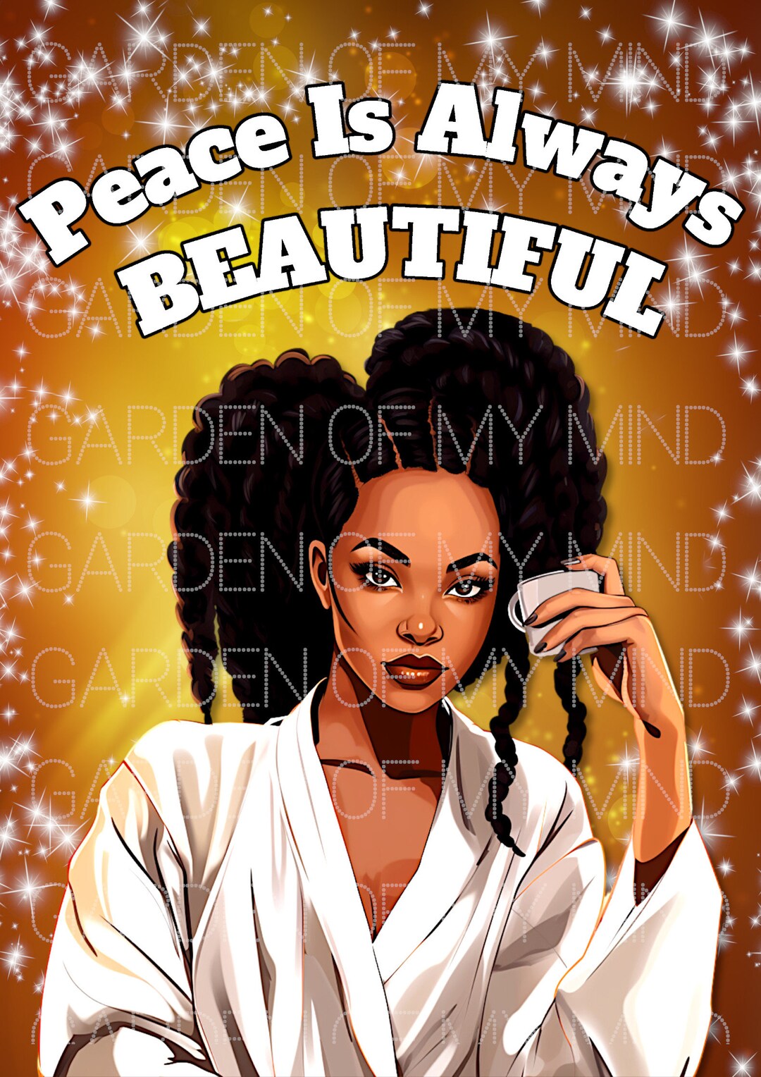 Peace is Beautiful, Melanin, Digital Art, PNG - Etsy