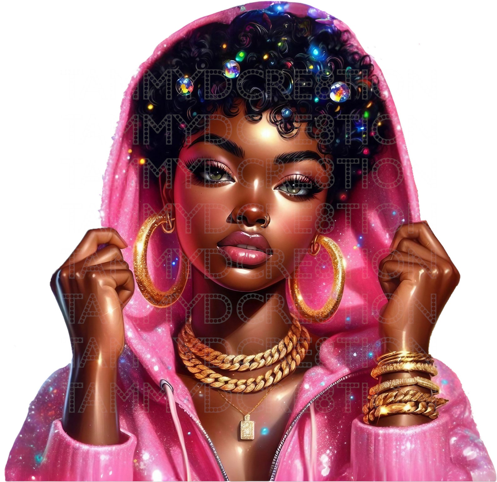 Drippin' in Pink and Gold Woman 1, 300 Dpi PNG - Etsy