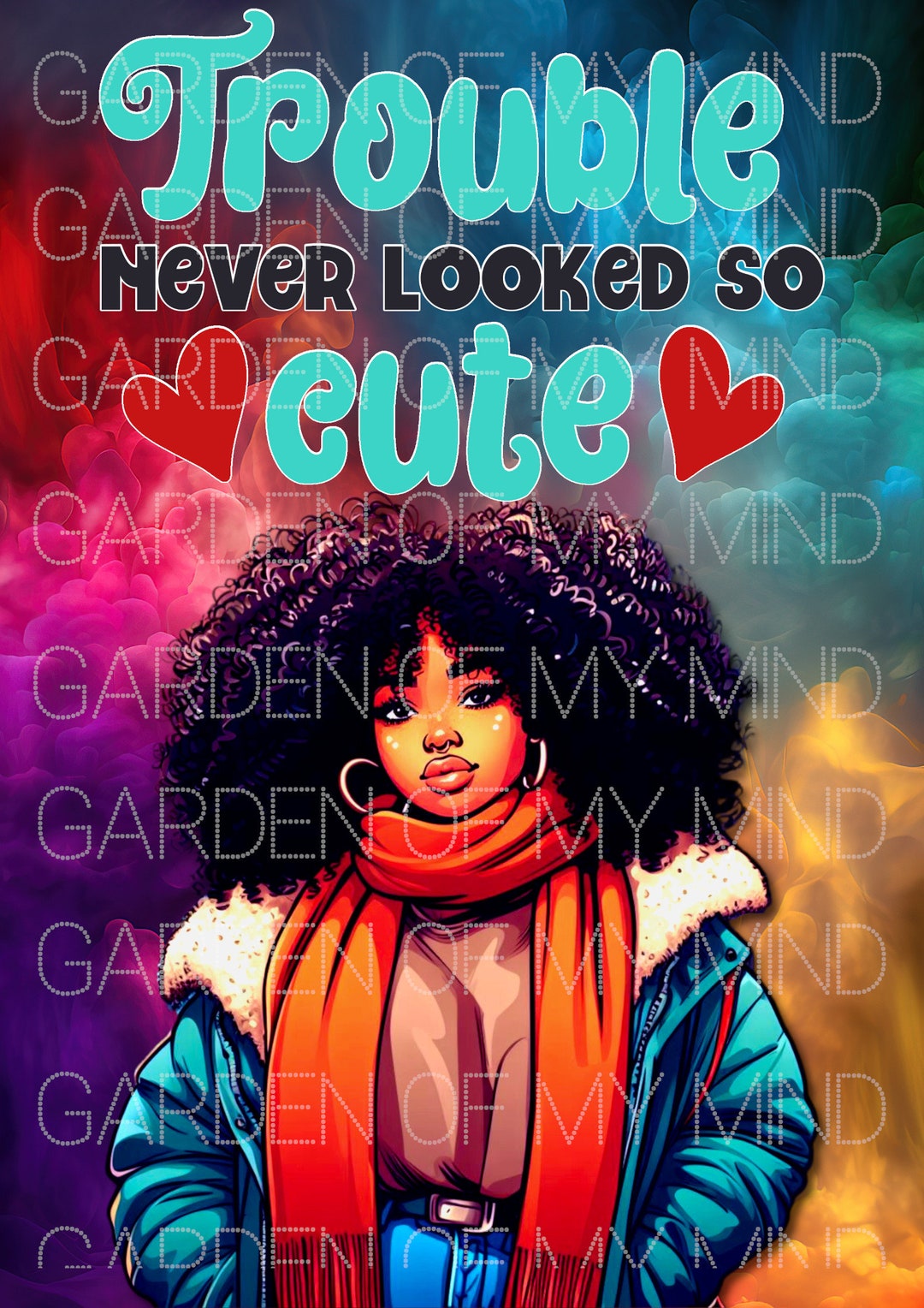 Trouble and Cute, Melanin Woman, PNG - Etsy