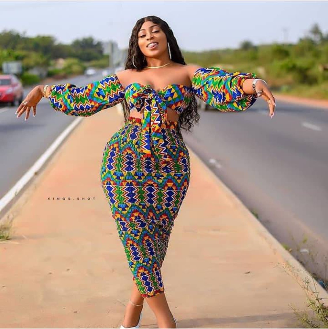 African Two Pieces Outfit African Skirt Setafrican Print - Etsy