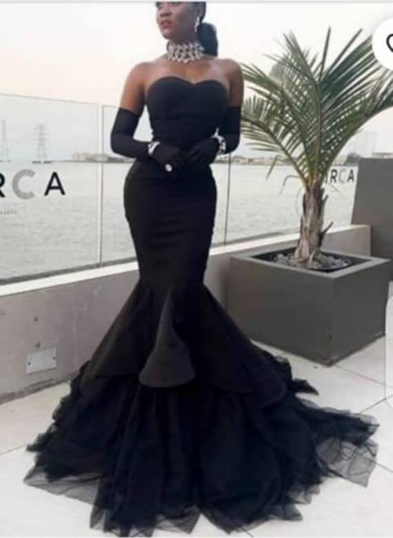 Black Mermaid Dressblack Wedding Dresscustom Black - Etsy