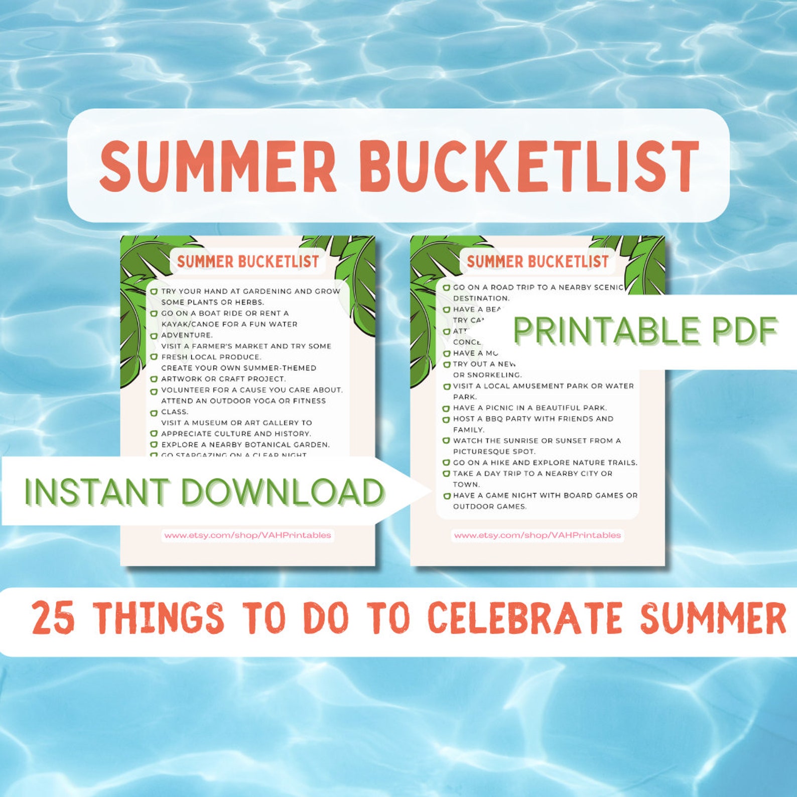 Summer Bucket List PDF Printable Bucket List Summer Adventure List ...