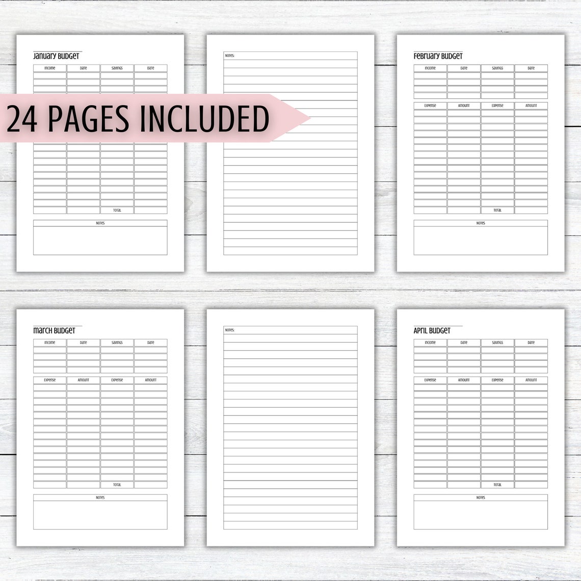 Monthly Budget Planner Printable | Minimal Black Ink Only Budget PDF ...