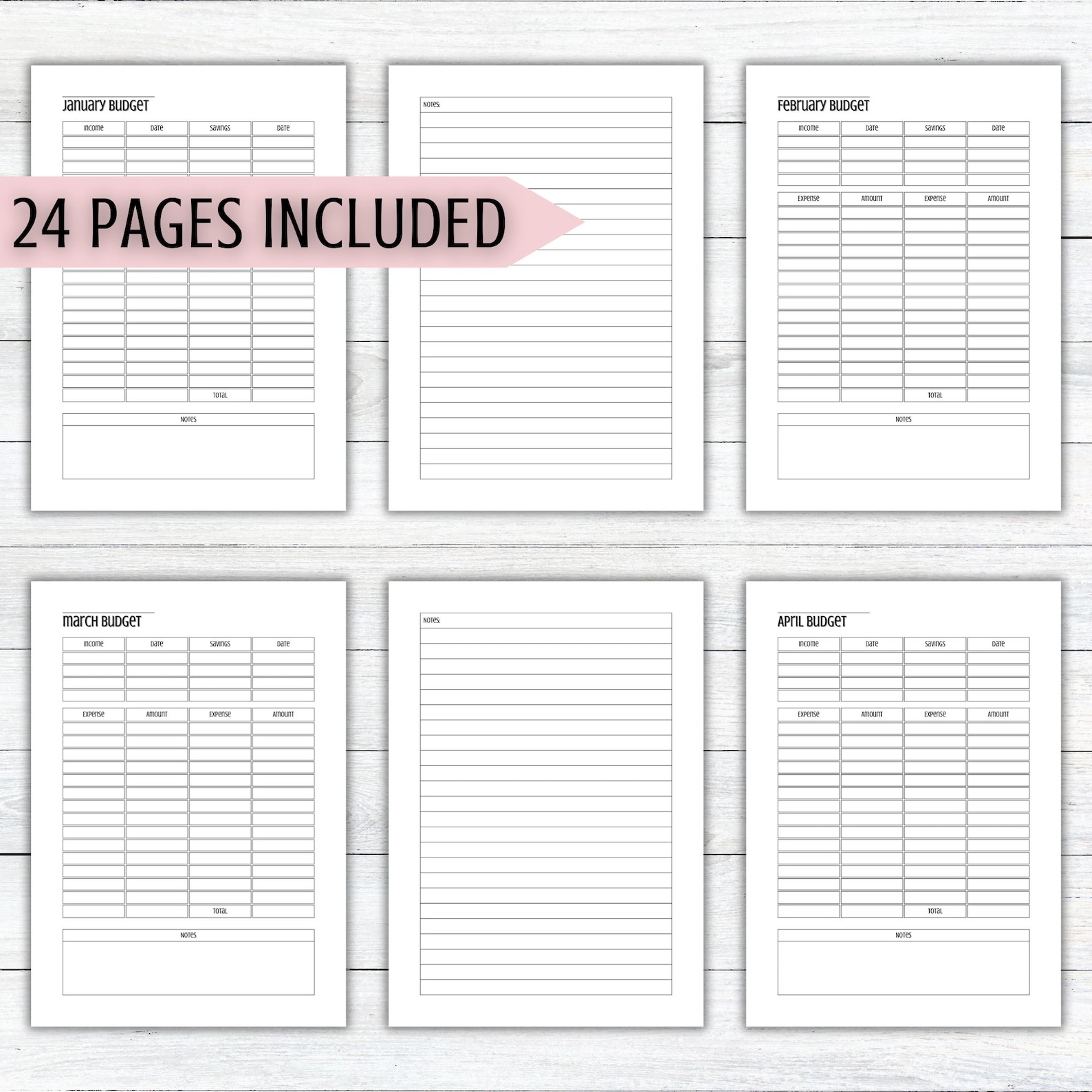 Monthly Budget Planner Printable | Minimal Black Ink Only Budget PDF ...