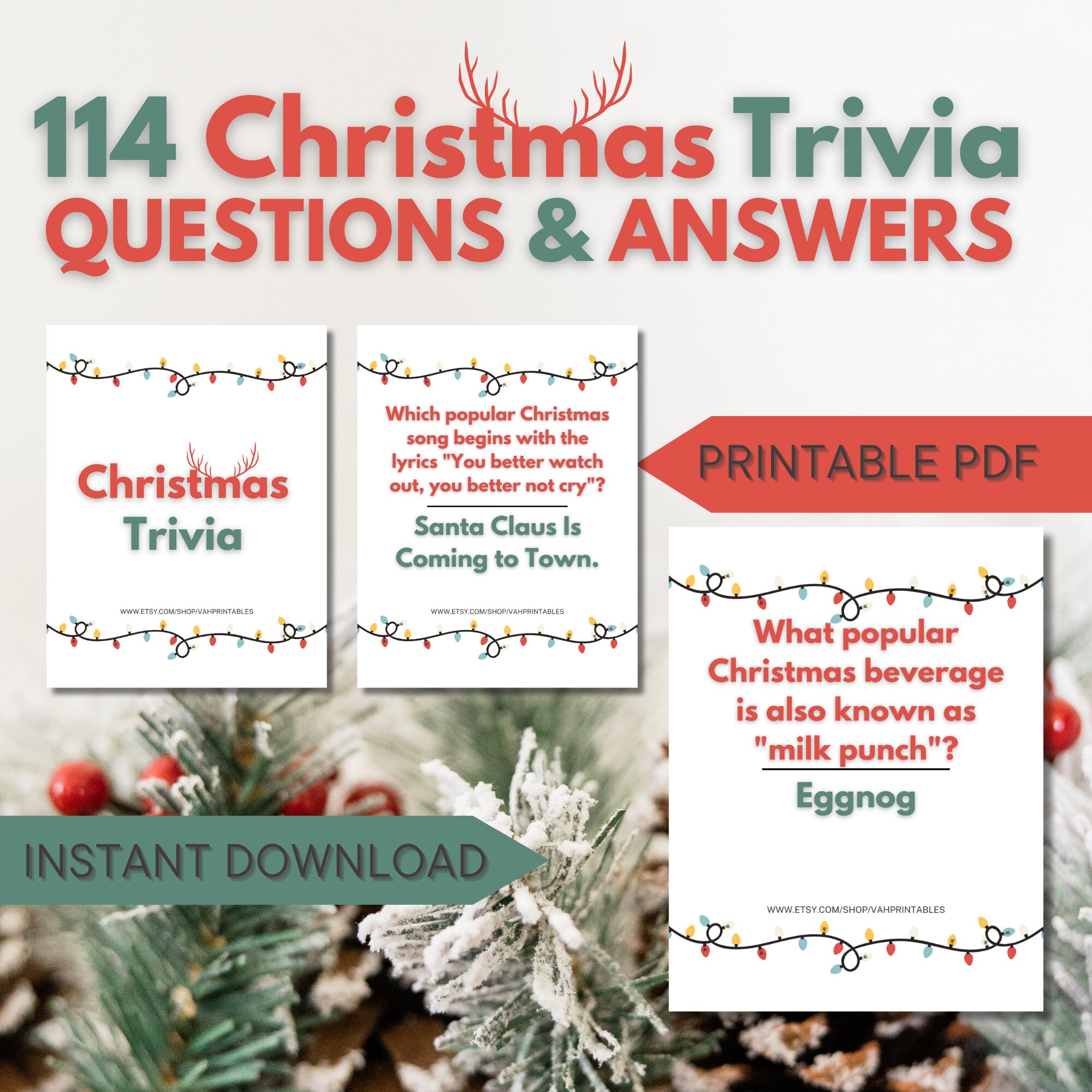 Christmas Trivia With Questions and Answers | Printable Holiday Game ...