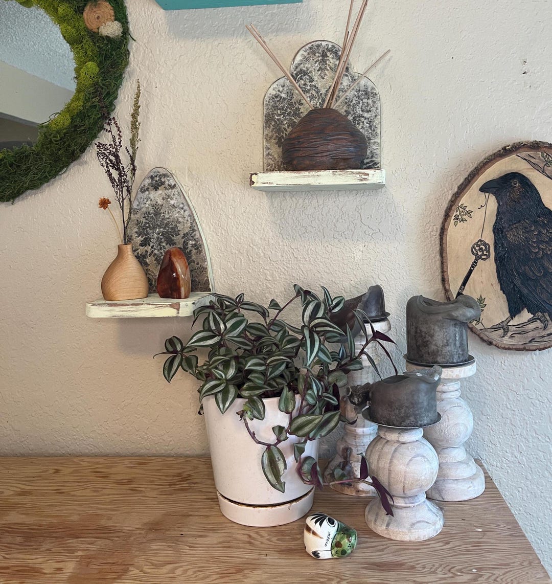 Altar Shelf Set, Shrine Shelf, Curiosity Shelf, Wall Décor for Trinkets ...