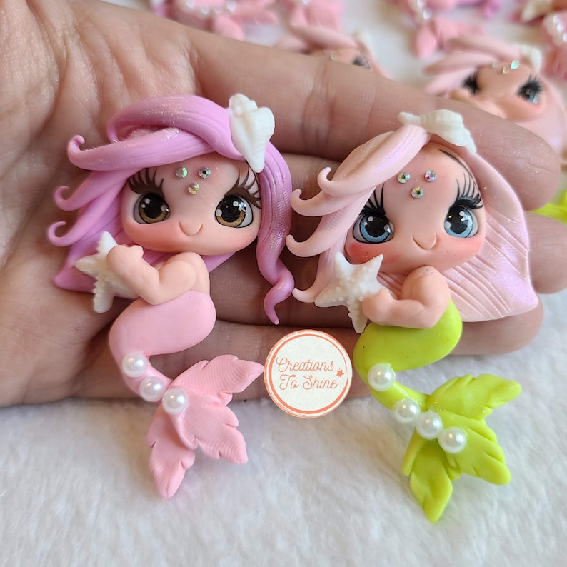 Handmade Mermaid Clay Embellishments: Bow Centers, Jewelry Making - Set ...