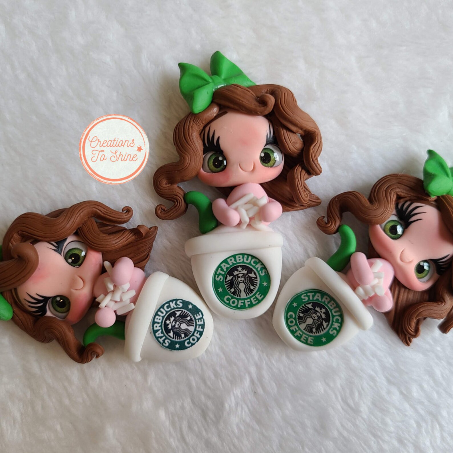 SET of 2 & 3 STARBUCKS GIRL Clay - Etsy