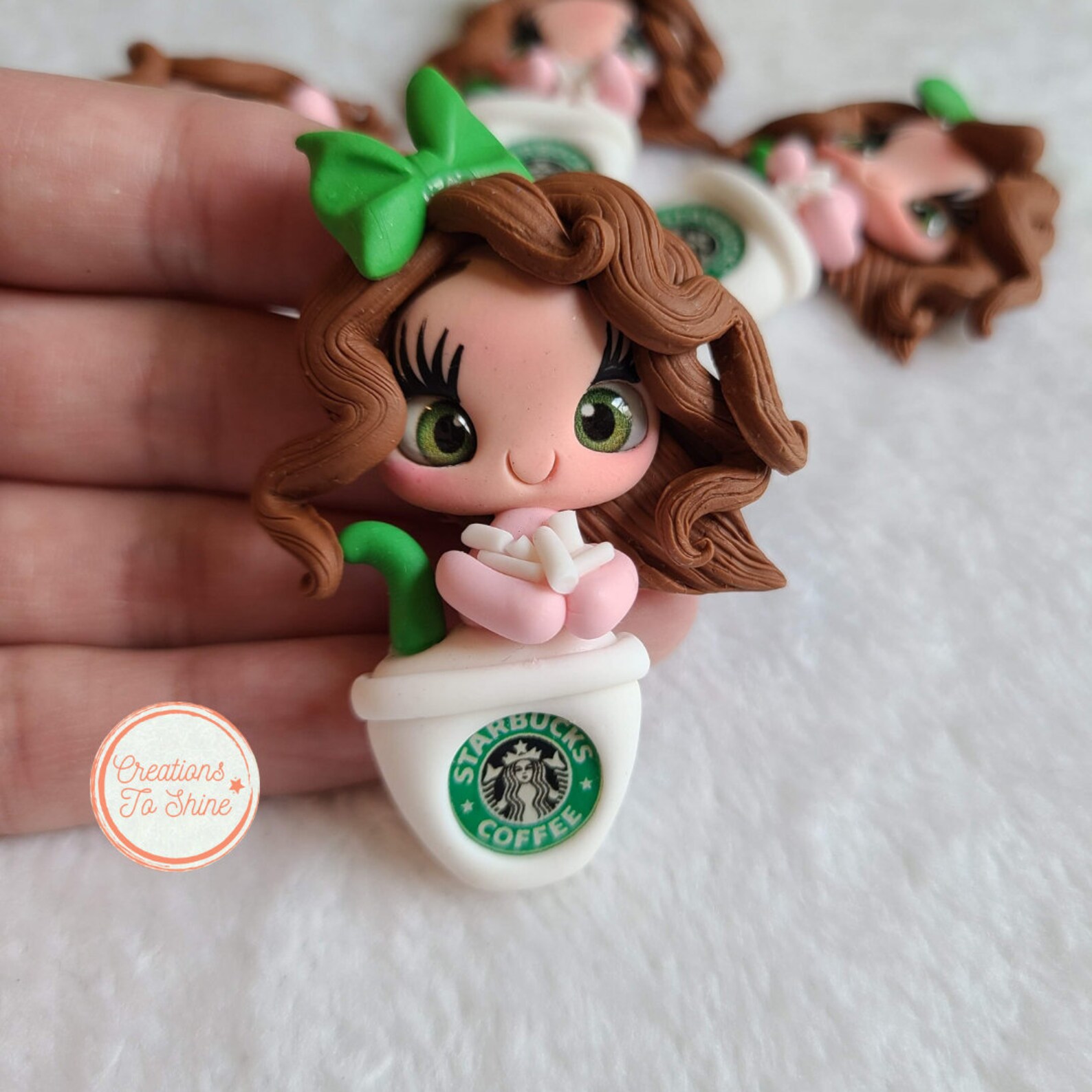 SET of 2 & 3 STARBUCKS GIRL Clay - Etsy