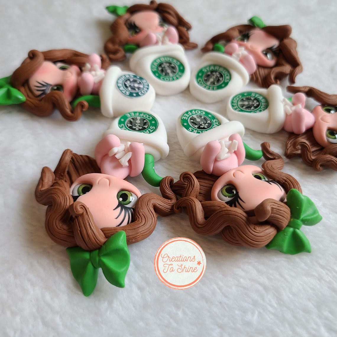 SET of 2 & 3 STARBUCKS GIRL Clay - Etsy