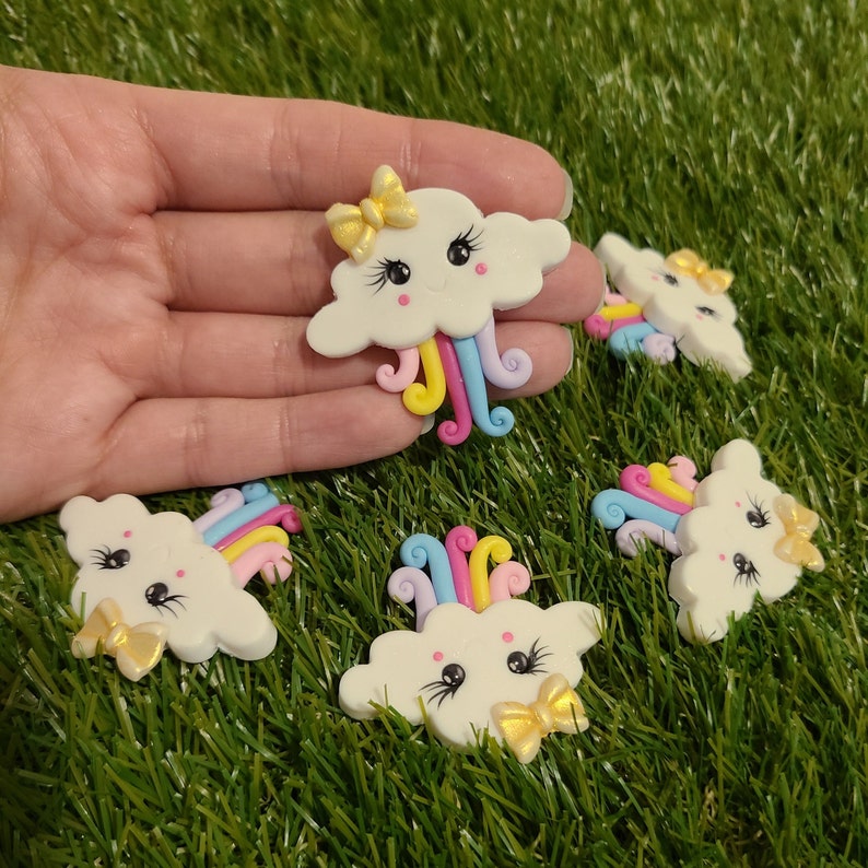 SET of 2 SWEET CLOUD Clay, Bow Centers, Clay Dolls, Shaker Clays, Clay ...