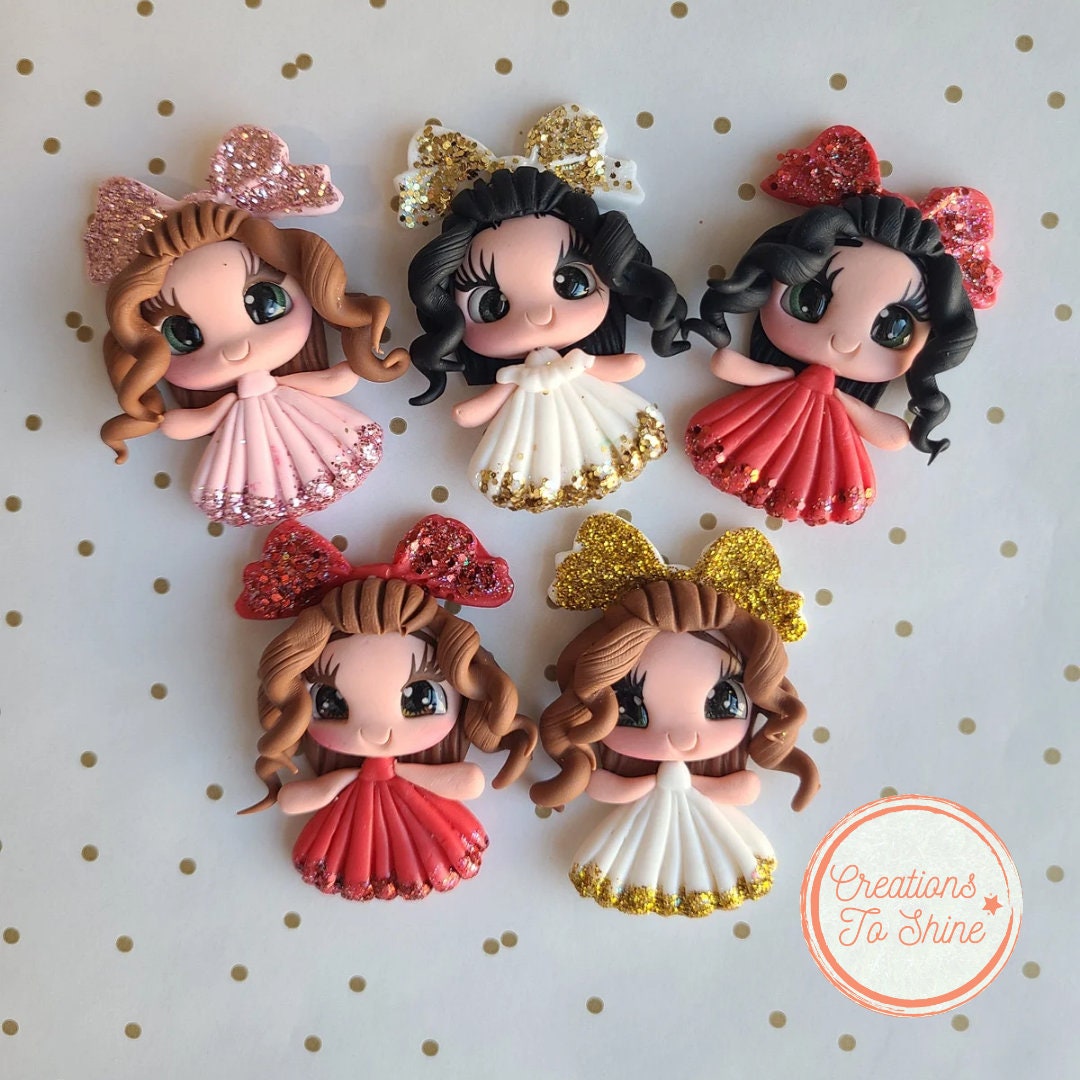 PACKAGE of 5 PARTY Girl, Bow Centers, Clay Dolls, Shaker Clays, Clay ...