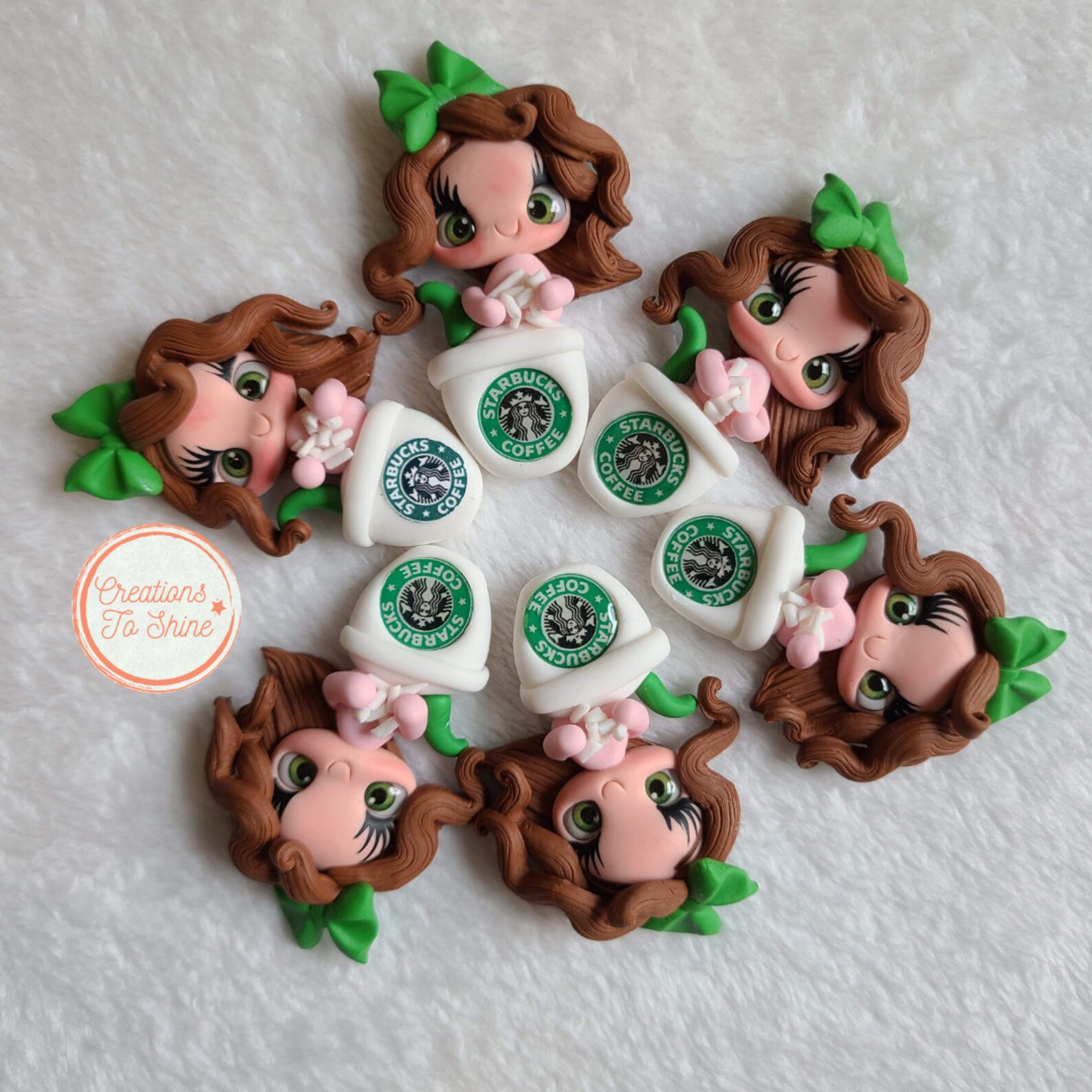 SET of 2 & 3 STARBUCKS GIRL Clay - Etsy